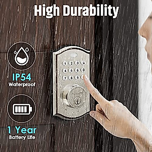 Keyless Entry Deadbolt Lock - Electronic Door Lock with Keypad, Smart Deadbolt Lock with Auto Lock, Security Waterproof Smart Lock Easy Install Ideal for Front Door, Home Use, Apartment - ELAMOR M19