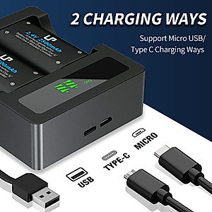 LP Xbox Controller Battery Charger Pack, 2 x 2500mAh Rechargeable Batteries with Charger Station for Xbox Series X|S, Xbox One S/One X/One Elite Controllers with LCD Dual Charger
