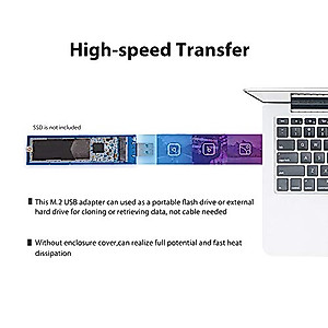 JESOT M.2 to USB Adapter, B Key M.2 SSD to USB 3.0 Reader Card, NGFF SATA Converter Support SATA Based SDD 2230 2242 2260 2280 No Cable Needed