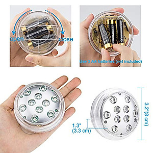 BIGMONAT Battery Operated Shower Lights Waterproof, Submersible Led Pool Light, Dimmable RGB Under Water Light with Remote and Timer, Adhesive Color Changing Lights for Bathtub Vase Fish Tank Pond