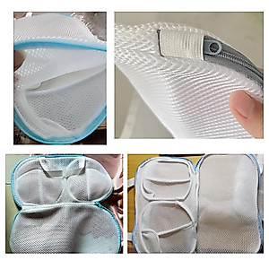 NentMent 2 Pack Bra Laundry Bags for Washing Machine Lingerie Wash Dryer Bag Non-Deform 3D Protective Bracket Case with Handle and Zipper for Women Underwear Brassiere Delicates A to C Cups
