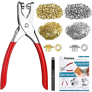 1203Pcs Grommet Tool Kit with Eyelet Pliers, PAXCOO 1/4 Inch Fabric Grommet Kit with Fabric Eyelets Grommets, Washers and Hole Punch Grommet Hand Press kit for Fabric/Leather/Belt/Shoes/Cloths