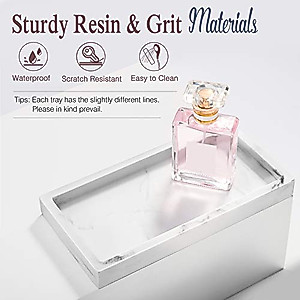 Emibele Resin Bathroom Tray, Mini Plate Holder for Tissues Candles Soap Towel Vanity Countertop Tray Toilet Tank Storage Tray Kitchen Tray Dresser Tray Jewelry Dish Holder Cosmetic Tray, Gravel White