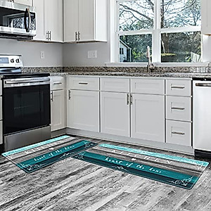 Sofort Kitchen Mat Farmhouse Cushioned Anti Fatigue Kitchen Rugs 2 Pieces Non Slip Waterproof Kitchen Mats for Floor, Rustic Wooden Comfort Standing Mats for Kitchen, Office, Sink, Laundry