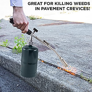 Ivation Charcoal Starter, Propane Charcoal Lighter, Quickly & Easily Ignite BBQ Grill, Smoker, Fireplace & Burn Weed, Torch Fire Starter with Button Ignition, Adjustable Flame, Tank Not Included