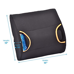 NOVA Medical Products NOVA Lumbar Support Pillow, Back Lumbar Cushion with Hot & Cold Pack and Extra Lumbar Insert, Breathable & Removable Washable Cover, Black