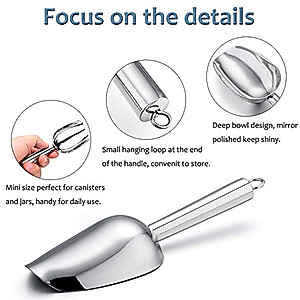 Mini Scoop, E-far 3 Ounce Stainless Steel Kitchen Utility Scoops, Ideal for Candy/Ice Cube/Flour/Sugar/Coffee Bean/Protein Powder, Food Grade & Anti Rust, Easy Clean & Dishwasher Safe (4 Pack)