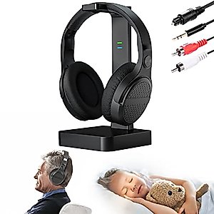 MONODEAL Wireless Headphones for TV Watching with Digital Optical RCA 2.4GHz RF Transmitter Charging Dock, Over Ear Headset with 3 Audio Modes, 197FT Wireless Range, 10Hrs Audio Playtime