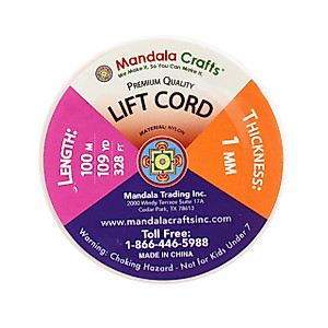 Mandala Crafts Strings Lift Cords - Roman Shades Cord Egg Shell 1mm Nylon Cord - 109 Yds Braided Nylon String