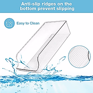 Puricon 2 Pack Skinny Can Drink Dispenser Organizer for Refrigerator, Clear Plastic Tall Skinny Soda Pop Cans Holder Container Storage Bin for Fridge Freezer Pantry Cabinet Kitchen -for Skinny Can