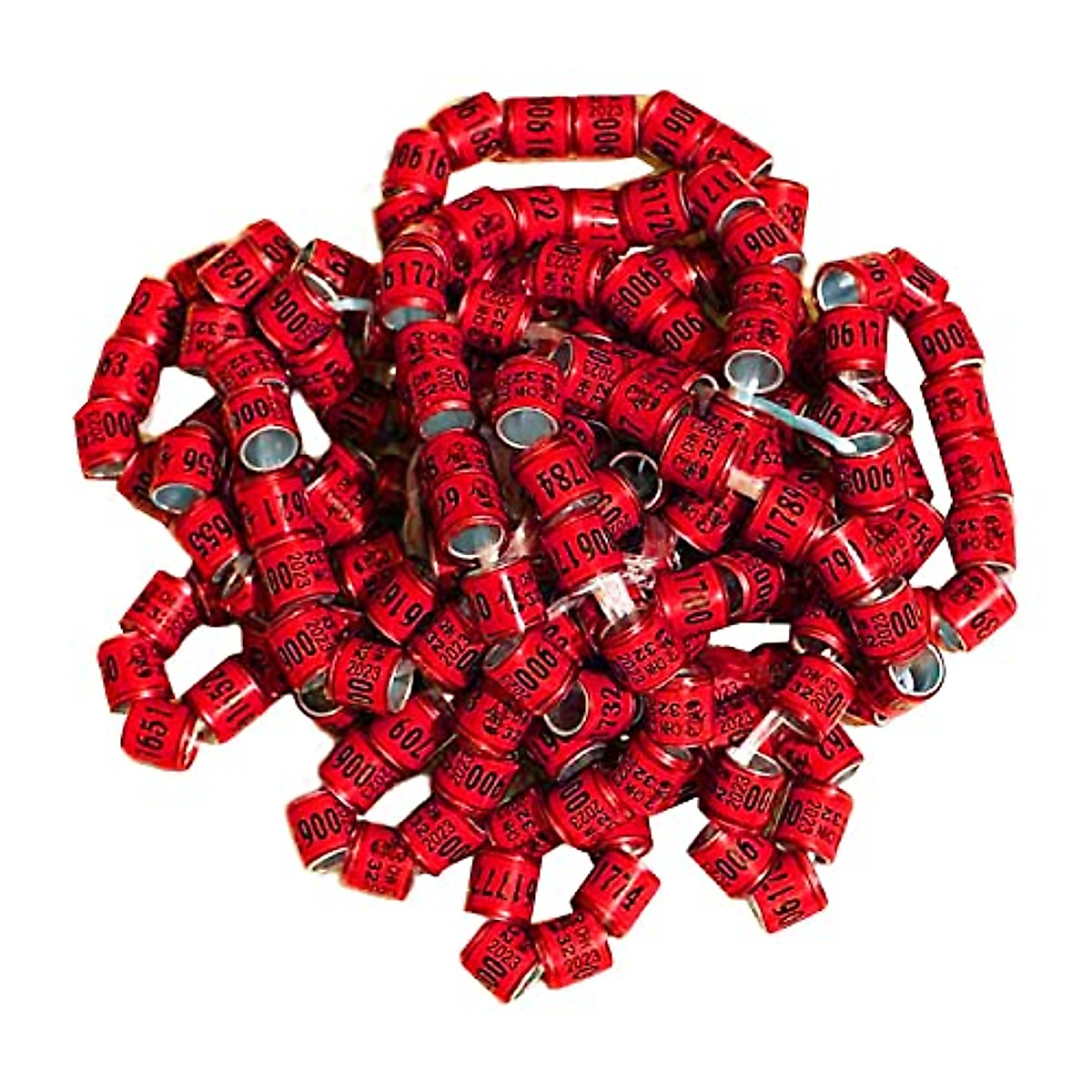 Fenteer 50x 2023 Pigeon Leg Rings Bird Foot Bands for Bantam Finch Canary, Red