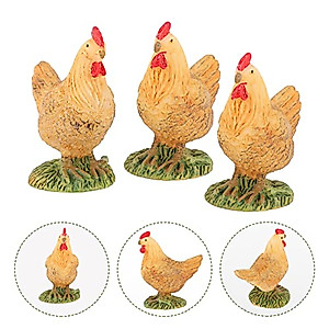 IMIKEYA Resin Hen Ornaments Lifelike Chicken Statues 3pcs Toy Chicken Ornaments Duck Resin Micro Scene Self Made Hen Figurines Chicken Figure Toy