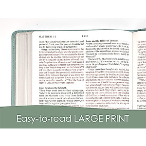 NLT Large Print Thinline Reference Bible, Filament Enabled (LeatherLike, Floral Leaf Teal, Red Letter): Includes Free Access to the Filament Bible App ... Notes, Devotionals, Worship Music, and Video