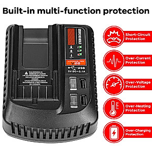 20V Fast Charger CMCB104 for Craftsman V20 Lithium Battery CMCB204 CMCB202 CMCB201 CMCB209 CMCB205 CMCB100 CMCB101 Replacement for Craftsman 20V Battery Charger