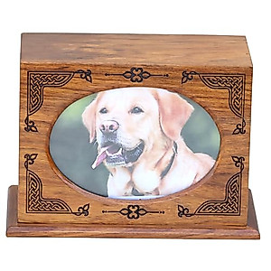 SUPER QUALITY HANDICRAFTS INDIA Wood Cremation Urns For Pet Ashes | Wooden Photo Frame Urn Box For Cat and Dog Ashes | Keepsake Urns | Funeral Urns | Burial Urns | Decorative Urns