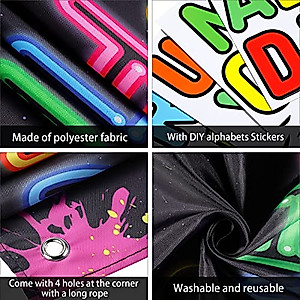 Pajean Customize Personalized Glow in The Dark Birthday Backdrop Custom Neon Banner Happy Birthday Party Decorations Make Your Own Glow Banner DIY Colorful Graffiti Banner Birthday Party Decor