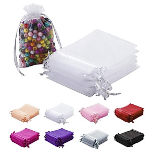 MAZYPO 100 PCS Organza Gift Bags 4x5 White Wedding Party Favor Bags Mesh Gift Bags, Jewelry Pouches for Party, Baby Shower, Christmas, Valentine's Day, Candy Favor Bags