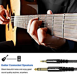 3.5mm to 6.35mm Stereo Audio Cable 20 ft,Yeung Qee 1/4 to 1/8 Audio Cable,3.5mm Male to 6.35mm Male TRS Nylon Braid Cable Compatible for iPod, Laptop,Home Theater Devices, and Amplifiers (20FT/6M)