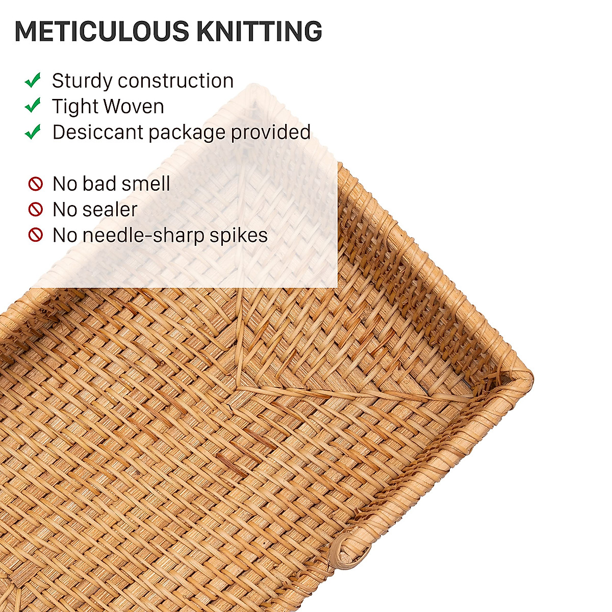 Wicker Guest Towel Holder Tray for Bathroom Rattan Rectangle Toilet Tank Trays Counter Paper Hand Towels Storage Napkin Caddy Kitchen Dressers Countertop Bath Decorative KOLSTRAW (Set 1, Honey Brown)