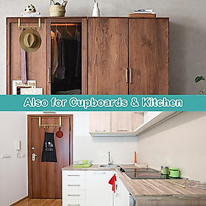 MGahyi Over The Door Hooks Hanger, Moving 6-Hooks,Over Door Towel Rack,Door Coat Hanger, Upgraded Long Arms for Bathroom Accessories (Gold)