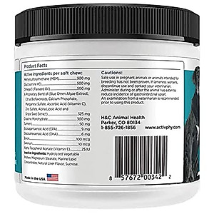 ACTIVPHY Hip + Joint Supplement with Glucosamine, MSM, and Blue Green Algae Extract, Vet Formulated, Anti-Inflammatory, Arthritis Relief, & Antioxidants, Made in USA, For Dogs, 75 ct