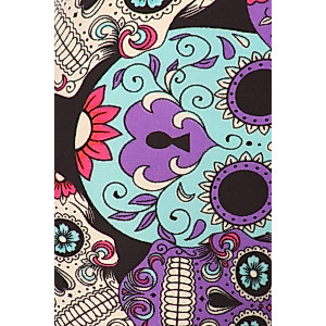 Leggings Depot LBK-R864-M Purple Sugar Skull Printed Biker Shorts, Medium