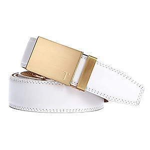 Tonywell White Belt Men, Ratchet Belt Leather Genuine 1.5 Inch Wide for Dress Pants & Jeans