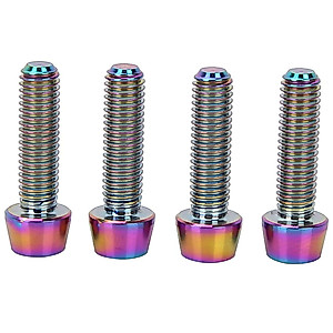 4pcs Bicycle Titanium Alloy Tapered Bolts,M5*18mm Bike Brake Screws Bolts, Mountain Bike Stem Fixed Screws, M5*18mm Bike Brake Screws Bolts, 4pcs Bicycle TitaBike Brake Screws Brake Lever Screws
