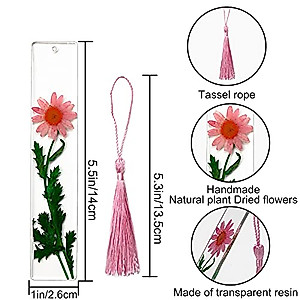 Pressed Flower Bookmark Resin Floral | Handmade | with Dried Flowers | Artsy (Pink Daisies)