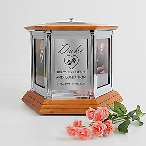 Perfect Memorials Custom Engraved Large Rotating Memories Cremation Urn (320 Cu/in) - Urn for Human Ashes/6 Photos/Spins 360 Degrees/Custom Plaque