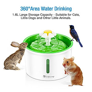 isYoung Cat Fountain 1.6L Automatic Pet Water Fountain Pet Water Dispenser, Dog/Cat Health Caring Fountain and Hygienic Dog Fountain