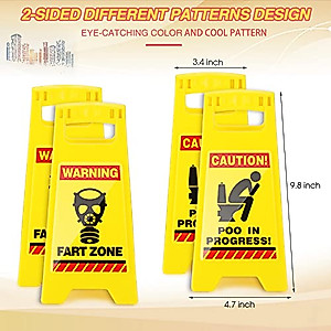 4 Pcs Poop in Progress Novelty Toilet Humour Warning Sign Toilet Occupied Funny Caution Sign Hilarious Secret Santa Gift for Bathroom Poop Sign for Restroom Office Decorations Hilarious Christmas