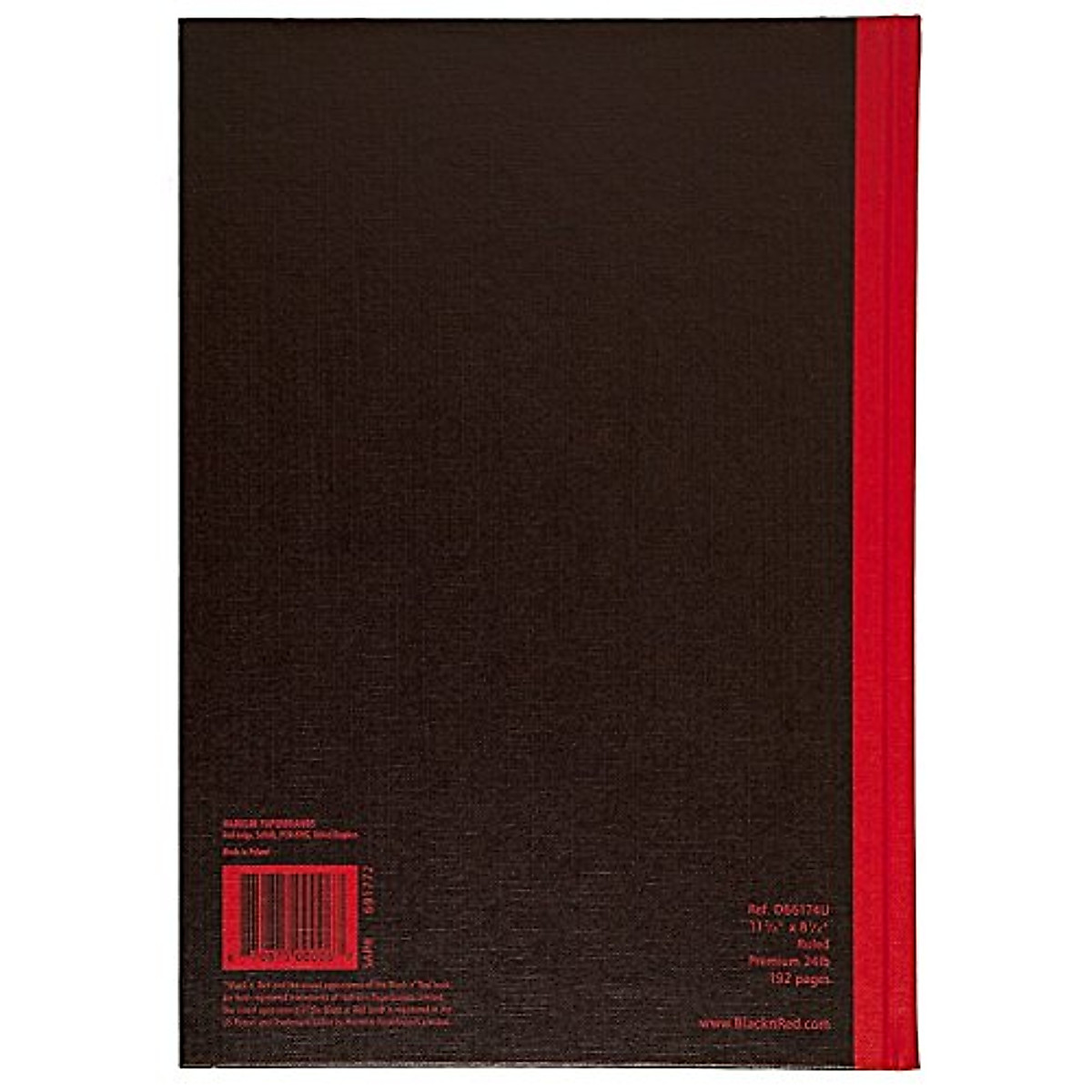 Black n' Red Casebound Hardcover Notebook, 11-3/4" x 8-1/4", Black/Red, 96 Ruled Sheets, Sold as 6 Pack (D66174)