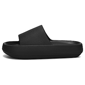 Dirk Slides for Women and Men Sandals Pillow Slippers Shower shoes Cushioned Cloud Slides,Black,9 Women/7 Men