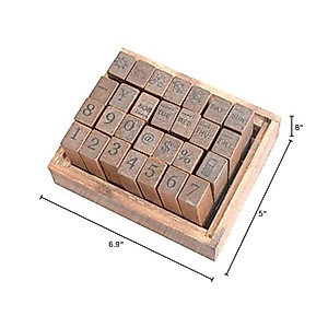 Pack of 28 Pcs Small Wooden Rubber Stamps 0.24 Inch of Number Week Weather for DIY Craft Card and Photo Album (28pcs Number Week Weather)