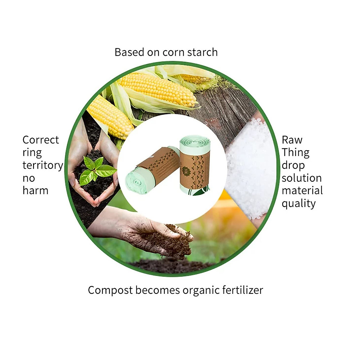 150 Pieces Compostable Trash Bags Biodegradable Kitchen Food Waste Bag, Corn Starch Garbage Bags,Life and Office Scraps Bag Fresh Air Biodegradable Compost Bags