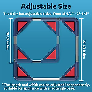 DOZAWA Telescopic Furniture Dolly with 4 Locking Wheels,Washing Machine Stand Refrigerator Base Moving Cart,Size Adjustable,Blue