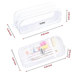 Grid Mesh Pen Pencil Case For Adults 2 Pack Cute Clear Pencil Pouch For Purse Small Transparent Marker Bag For Girls Aesthetic School Pen Organizer Bag Bulk