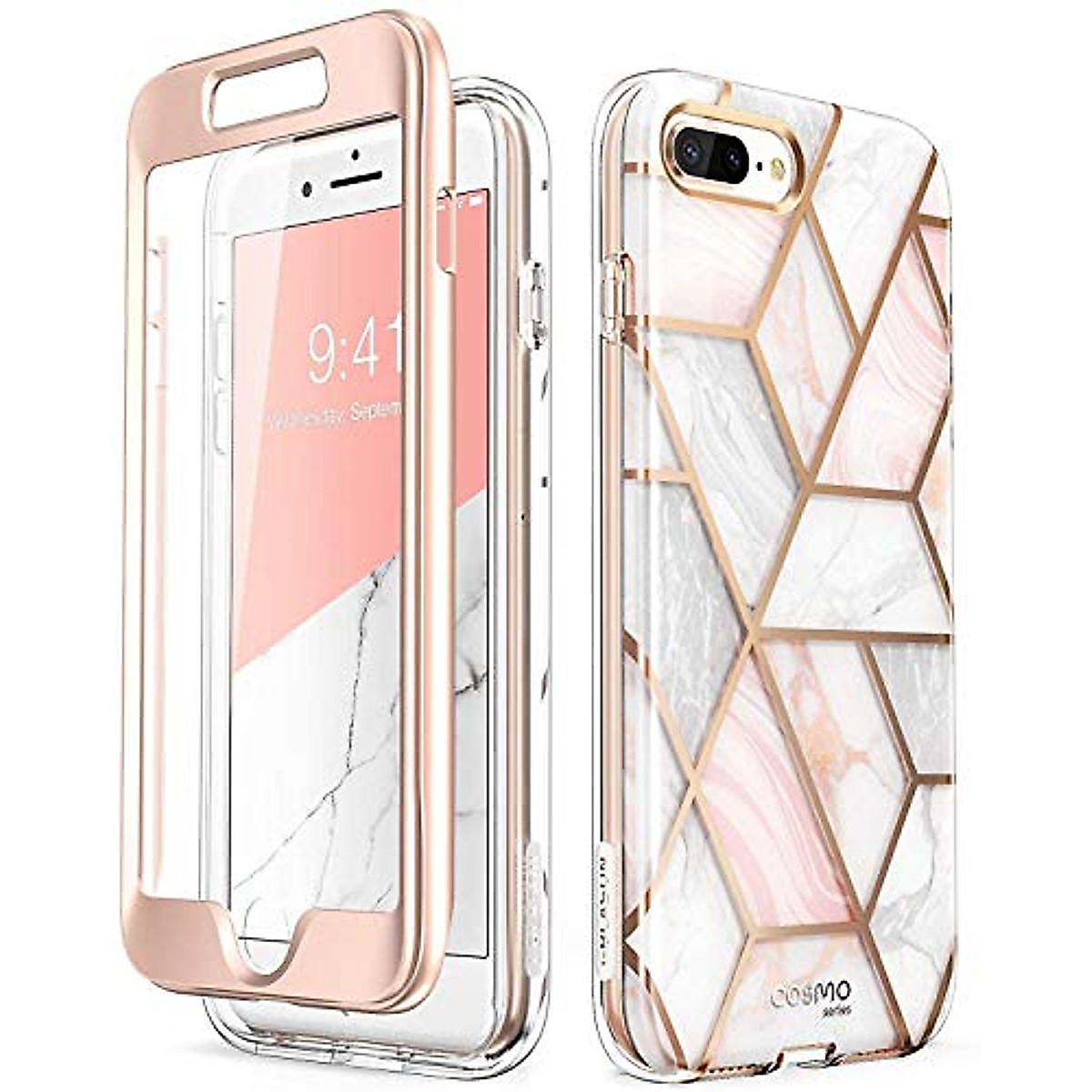 i-Blason Cosmo Glitter Clear Bumper Case for iPhone 8 Plus/iPhone 7 Plus, Marble