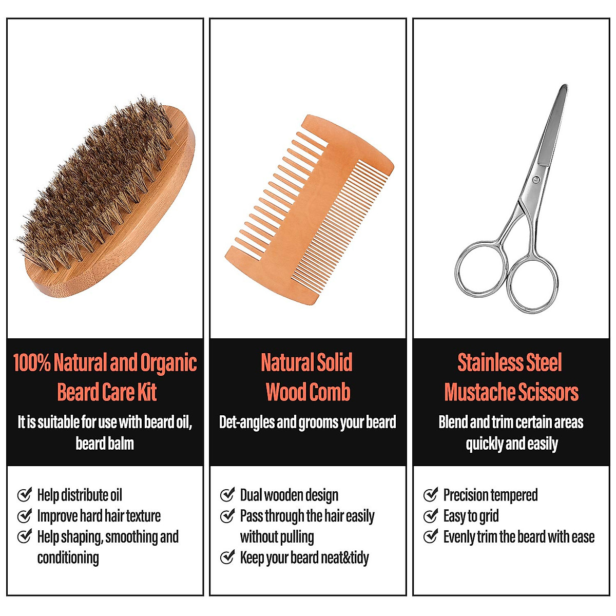 All in one Beard Grooming Kit for Men Care with Beard Soap Beard Oil, Beard Brush, Beard Comb, Beard Balm, Beard Shampoo,Beard Scissors &Storage Bag