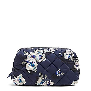 Vera Bradley Women's Performance Twill Large Cosmetic Makeup Organizer Bag, Blooms and Branches Navy, One Size