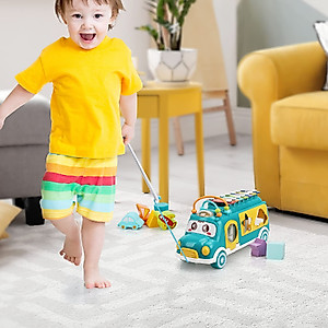 TOY Life Baby Toys 12-18 Months Baby Xylophone Toys Kids Xylophone Baby Toys 6 to 12 18 Months Toys Musical Instruments with Shape Sorter & Building Blocks Shape Sorting Bus Baby Learning Bus