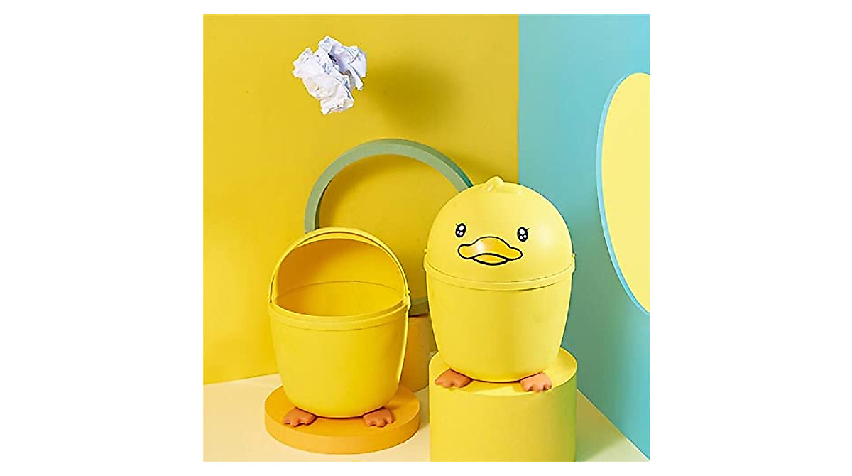 Cute Yellow Duck Trash Can for Bedroom & Living Room