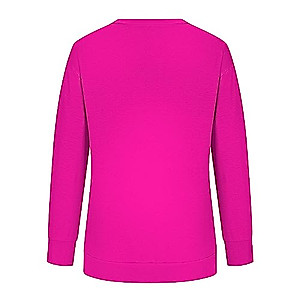 Amazone Shopping Oversized Tunic Pullovers for Women Solid Drop Sleeve Long Sweatshirts Plus Size Blouse Tops Ladies Fall Clothes Hot Pink