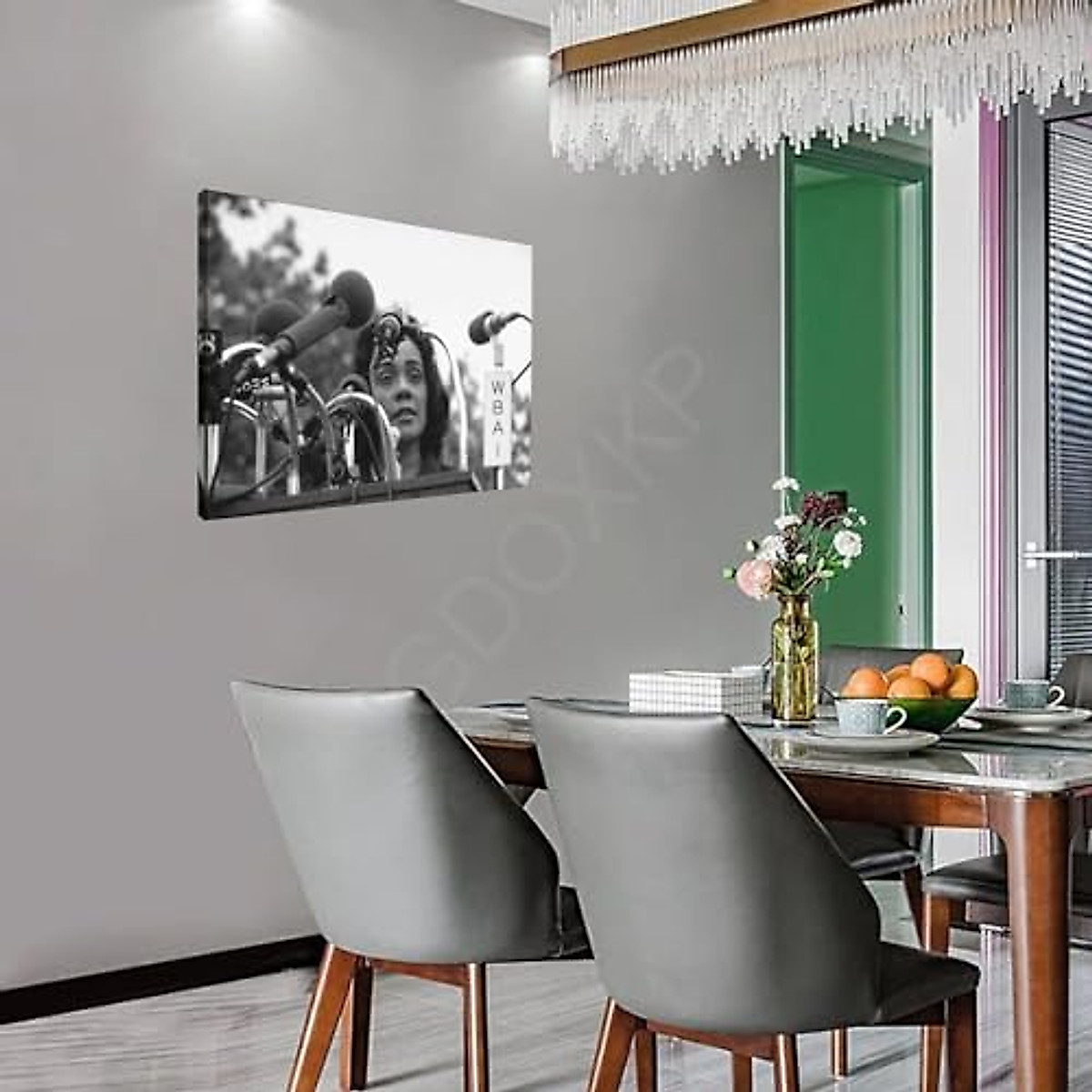 American Writer Coretta Scott King Feminist Black And White Portrait Art Poster Canvas Poster Bedroom Decor Office Room Decor Gift Frame-style 20x16inch(50x40cm)