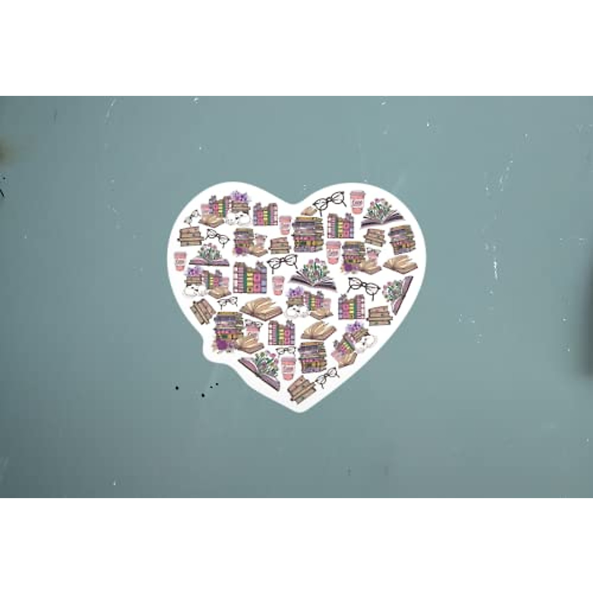 Heart Book 5 Inch Waterproof Decal Sticker Wall Window I Love Books Bookworm Read Reader Reading Music Teacher Classroom Coffee Coffeeshop Book Store Library Inspirational Bookmark Scrapbook Planner Paper Journal School CS1481-2PK