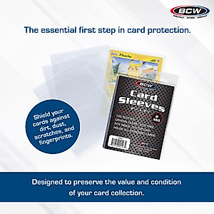 BCW Standard Card Sleeves - Penny Sleeves 2 5/8 x 3 5/8 | 1000 Clear Trading Card Sleeves | Card Protector Sleeves for Baseball, Sports & Trading Cards | 10 Packs of 100 Each