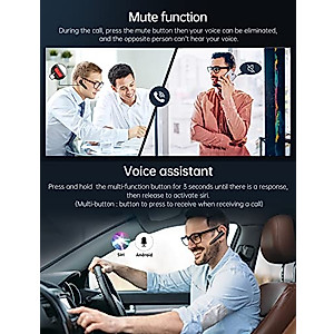 Glazata Wireless Headset with ENC Dual Mic Noise Canceling & Mute Key, apt-X & apt-X HD for Driving, Office, Business, Compatible with Cell Phone and PC 「Black」