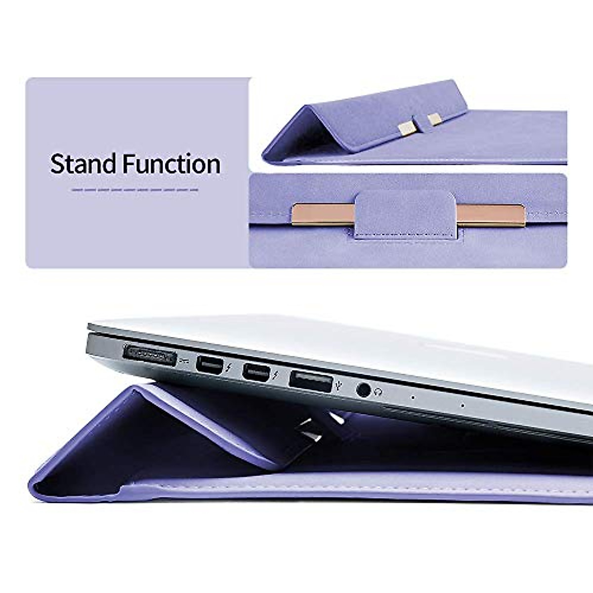 KALIDI 13.3-14 inch Laptop Stand Sleeve Case Faux Suede Leather for 13.3 13.5 13.6 14 inches MacBook Air Pro Retina 13"-14" Surface Pro with Pouch