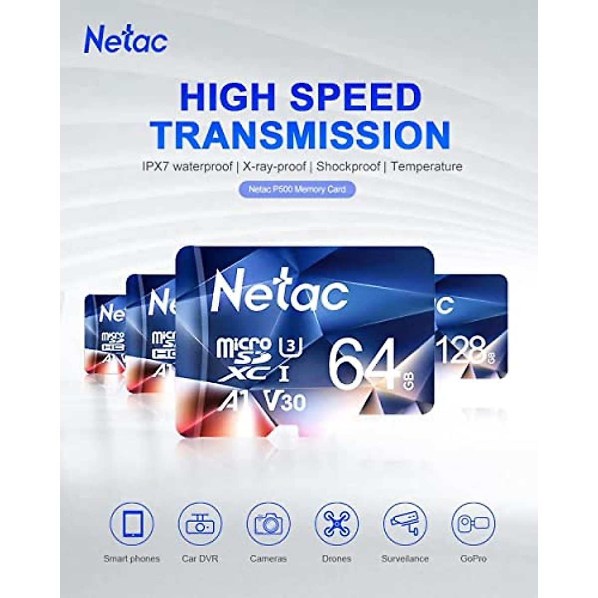 Netac Micro SD Card 64GB 2 Packs, Mini TF Memory Card with up to 100 MB/s, UHS-1, U3, Class 10, SDXC, EXFAT, V30, A1, 4K, UHD, FHD